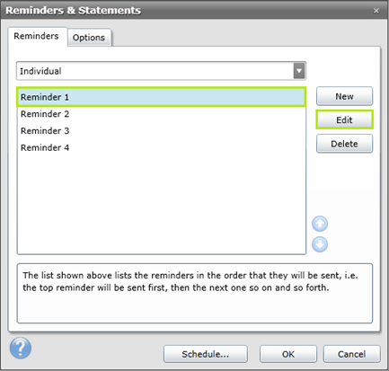 Editing Reminder template content