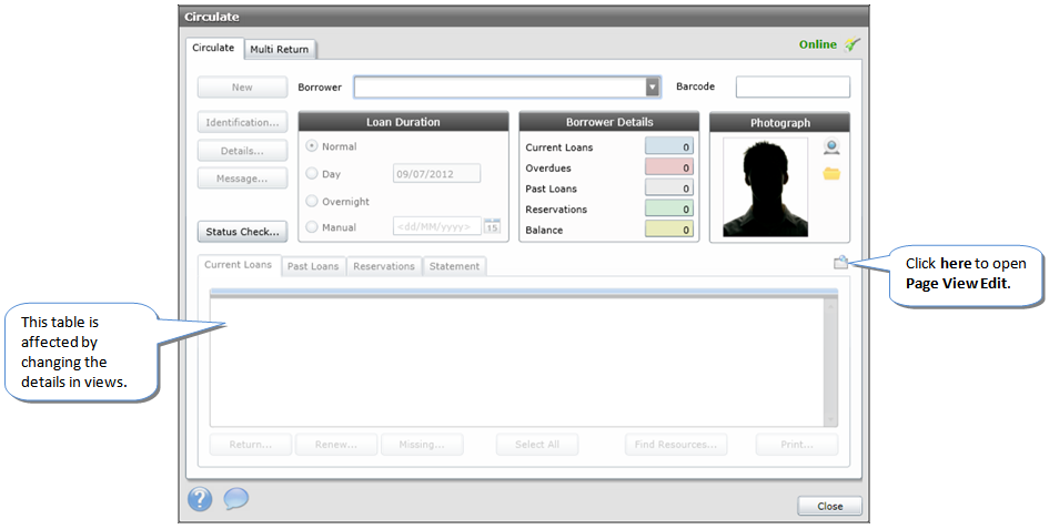 Changing the Page View in Circulate