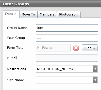 Assigning a Form Tutor to a Tutor Group