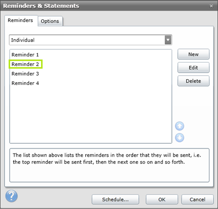Changing the order Reminders are sent in